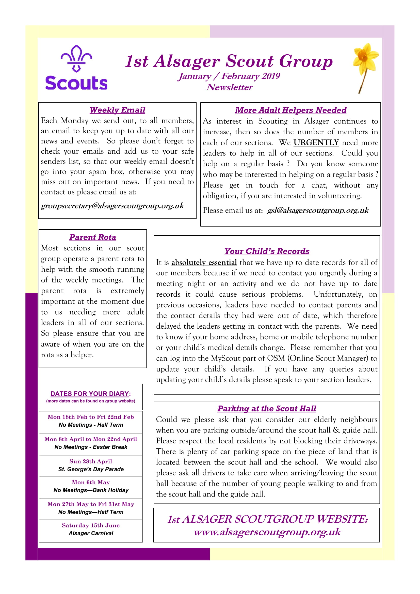 January 2019 Newsletter – Alsager Scout Group