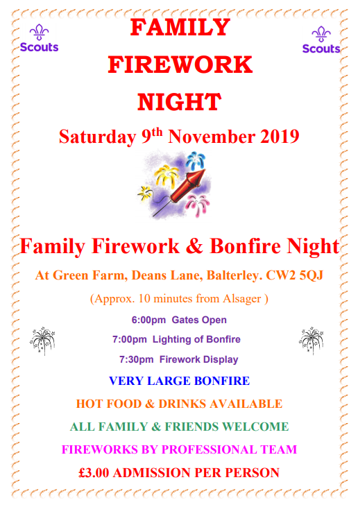 Family Bonfire Night – Alsager Scout Group
